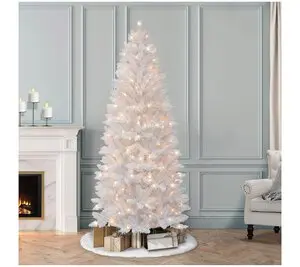 PULEO INTERNATIONAL Puleo 7' Pre-lit White Carson Artificial Pine T Ree 200 Lights