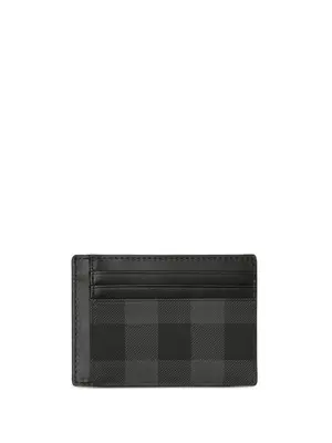 Burberry Checked Leather Cardholder - Grey