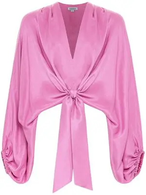 AZLEE Culhane Twisted Silk Blouse