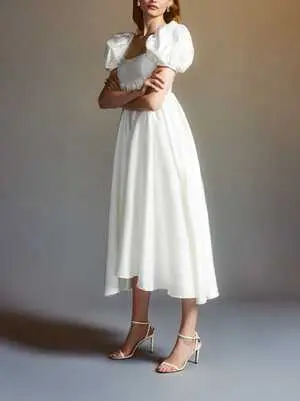 Azeeza Rory Silk Midi Dress - White
