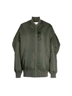 R13 R13 Women's Zip-Detailed Bomber Jacket In Olive - Olive
