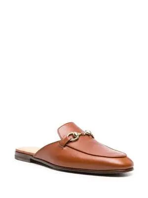 SCAROSSO Horsebit Leather Mules - Brown