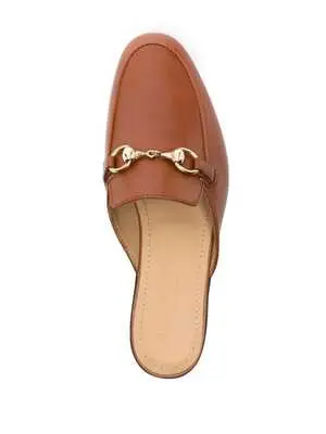 SCAROSSO Horsebit Leather Mules - Brown