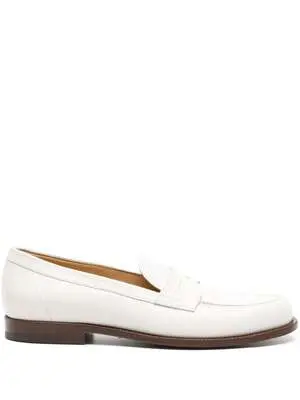 SCAROSSO Penny Leather Loafers - White