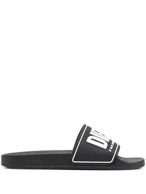 DIESEL® Logo-embossed Slides - Black