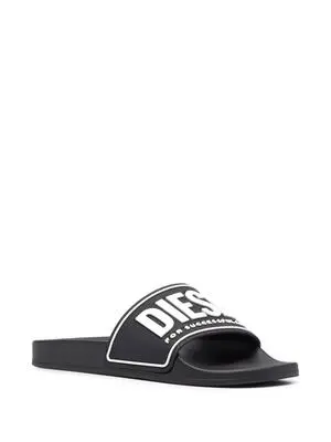 DIESEL® Logo-embossed Slides - Black