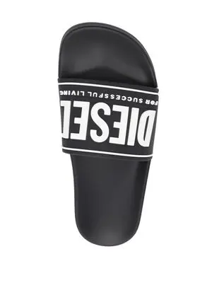 DIESEL® Logo-embossed Slides - Black