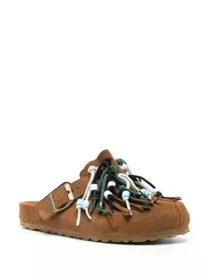 SCAROSSO Gea Tasseled Suede Mules - Brown