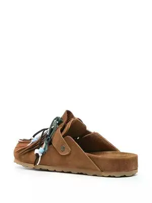 SCAROSSO Gea Tasseled Suede Mules - Brown