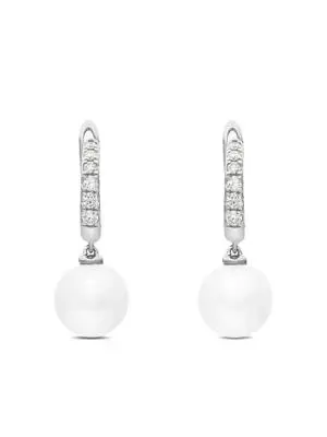 David Yurman Sterling Pearl, And Diamond Drop Earrings - Silver