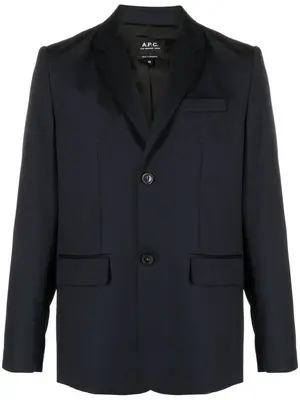 A.p.c. Single-breasted Wool Blazer - Blue