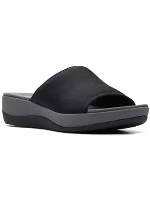 Clarks Arla Nora Womens Cushioned Footbed Peeptoe Slide Sandals - Black