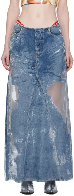 DIESEL® Diesel Blue De-Pago-Fsd2 Denim Maxi Skirt - 001