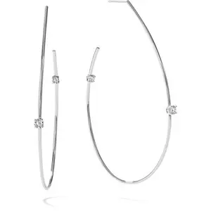 Lana Jewelry 14k Gold Diamond Teardrop Hoop Earrings - White Gold