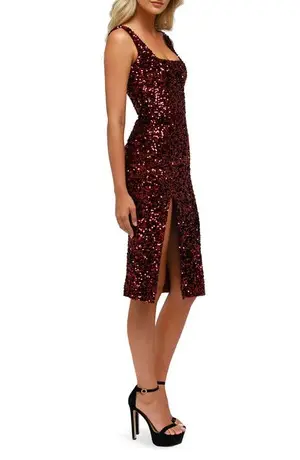 HELSI Beatrice Sequin Cocktail Dress - Merlot