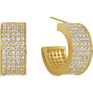 DEAN DAVIDSON Petit Pavé Thick Huggie Earrings - White Topaz/gold