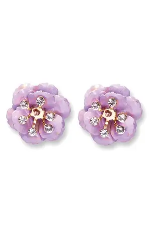 Carolina Herrera Small Flower Stud Earrings Lilac