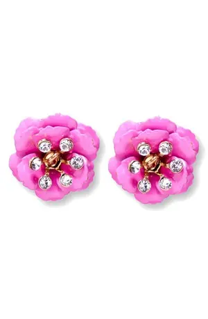 Carolina Herrera Small Flower Stud Earrings Rose