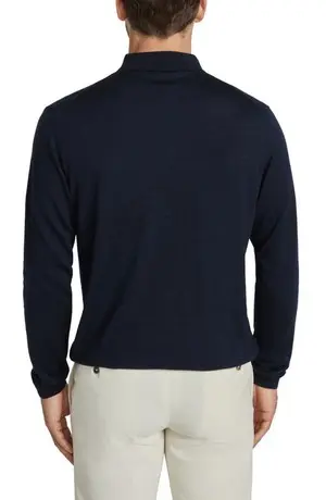 JACK VICTOR Long Sleeve Wool Blend Polo Sweater
