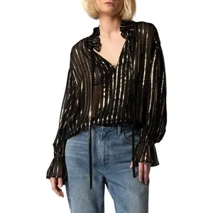 Equipment Farah Stripe Metallic Blouse