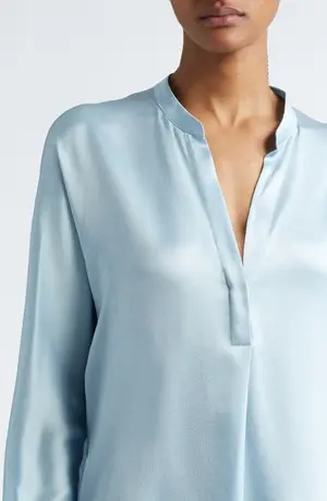 Vince Band Collar Popover Shirt