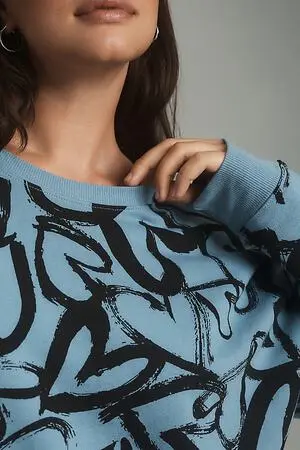 Maeve Heart Printed Sweatshirt - Blue