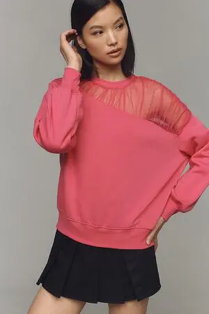Maeve Sheer-shoulder Pullover Knit Top - Pink