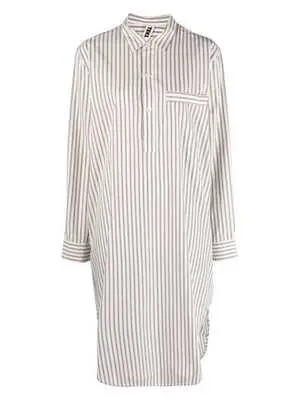 TEKLA Striped Organic-cotton Nightshirt - Neutrals