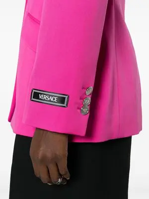 Versace Medusa Single-breasted Virgin Wool Blazer - Pink
