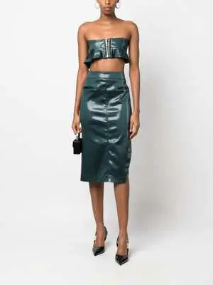 GENNY Asymmetric Shiny-finish Skirt