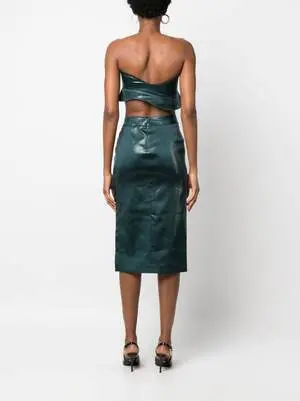 GENNY Asymmetric Shiny-finish Skirt