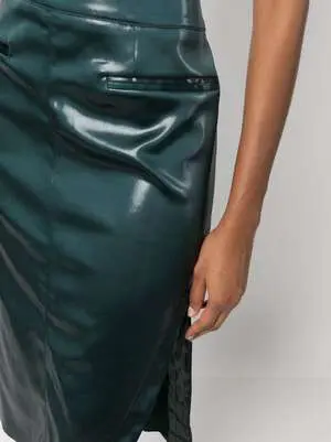 GENNY Asymmetric Shiny-finish Skirt