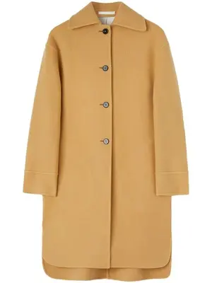 JIL SANDER Virgin Wool Single-breasted Coat - Brown