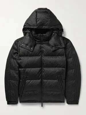 Moncler Adidas Originals Alpbach Quilted Logo-jacquard Shell Hooded Down Jacket - Black