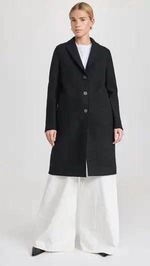 Harris Wharf London Boiled Wool Overcoat - Black