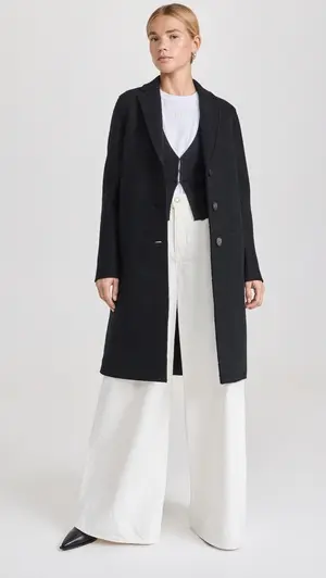 Harris Wharf London Boiled Wool Overcoat - Black