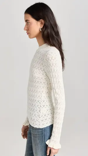 Sea Rue Fine Knit High Neck Sweater - Cream