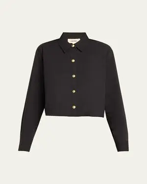 L'Agence Cosette Cropped High-low Shirt - Blackgold