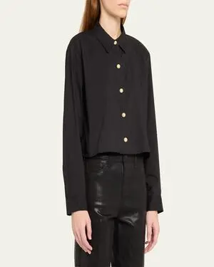 L'Agence Cosette Cropped High-low Shirt - Blackgold