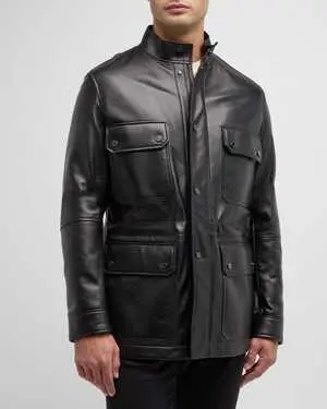 Stefano Ricci Stefano Ricci Leather Field Jacket - Black