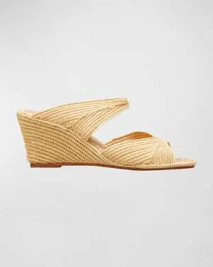Carrie Forbes Houcine Raffia Wedge Sandals - Natural