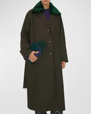faux fur collar burberry fur trench coat