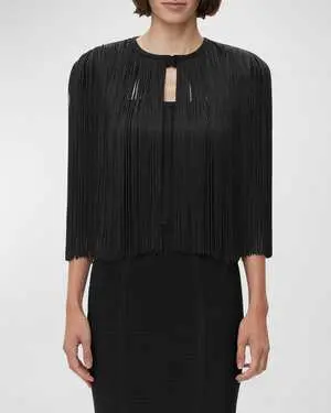 Herve Leger Icon Fringe Cape Black 001