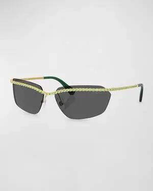 SWAROVSKI Crystal-embellished Metal Rectangle Sunglasses - Gold