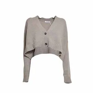Max Mara Wool And Cashmere Sabbia Cropped Cardigan - Dove Grey