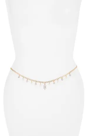 VIDAKUSH Imitation Pearl And Crystal Charm Chain - Gold