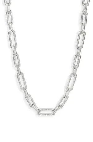 VIDAKUSH Pavé Paper Clip Link Chain Necklace - Silver