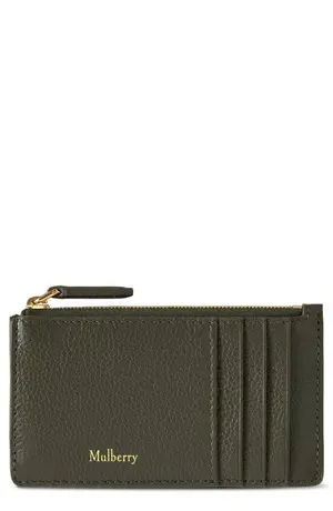 Mulberry Continental Zip Leather Card Holder - Juniper Green