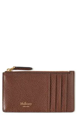 Mulberry Continental Zip Leather Card Holder - Oak