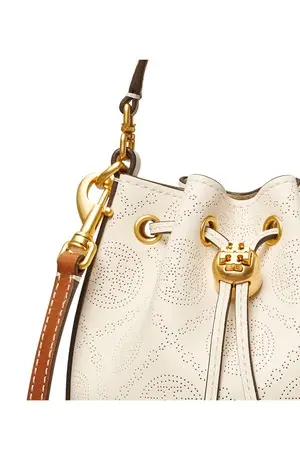 Tory Burch Mini T Monogram Perforated Leather Bucket Bag